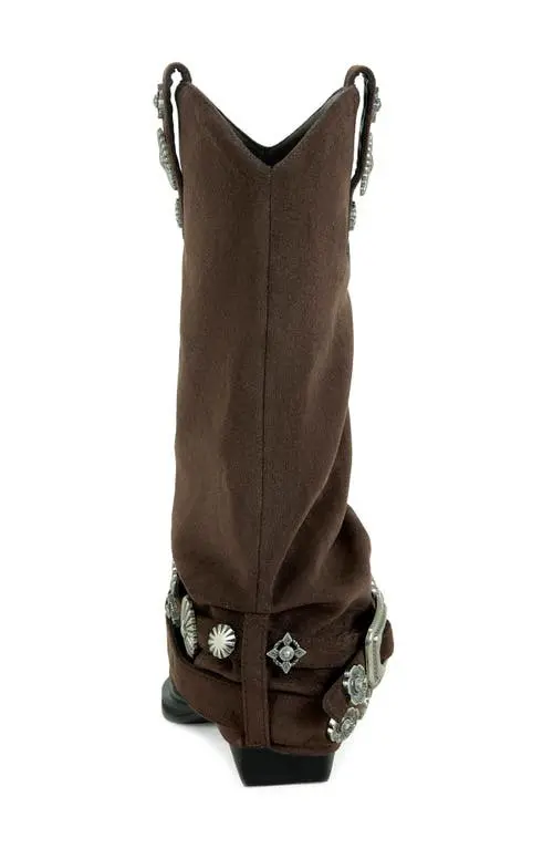 AZALEA WANG Ashraf Studded Western Boots