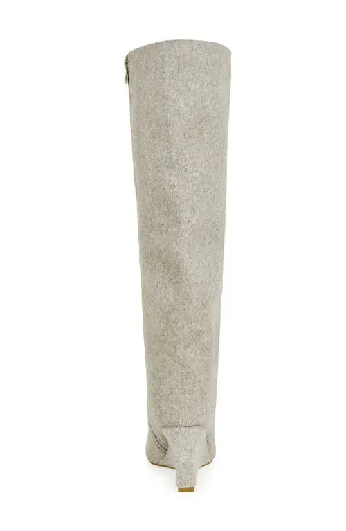 AZALEA WANG Kenya Wide Shaft Wedge Boots - Grey