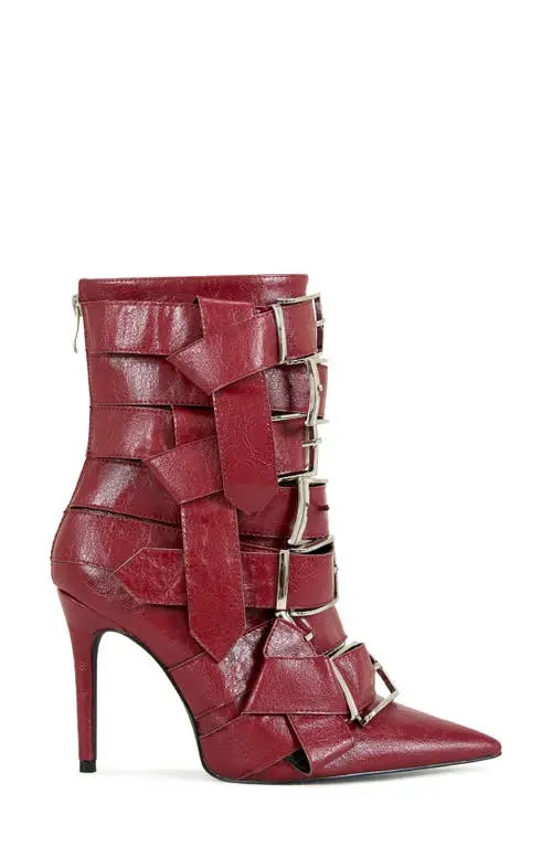 AZALEA WANG Alcetas Buckle Bootie - Red