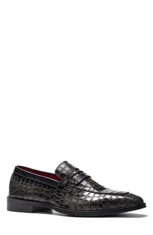 CARLOS BY CARLOS SANTANA Nocturne Penny Loafer - Grey Croco Print