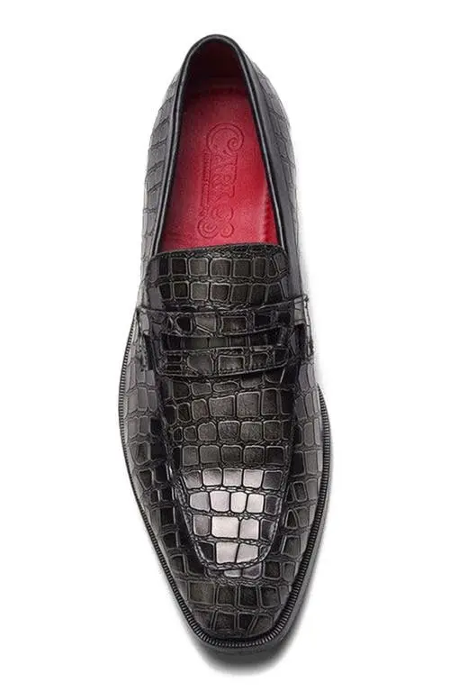 CARLOS BY CARLOS SANTANA Nocturne Penny Loafer - Grey Croco Print