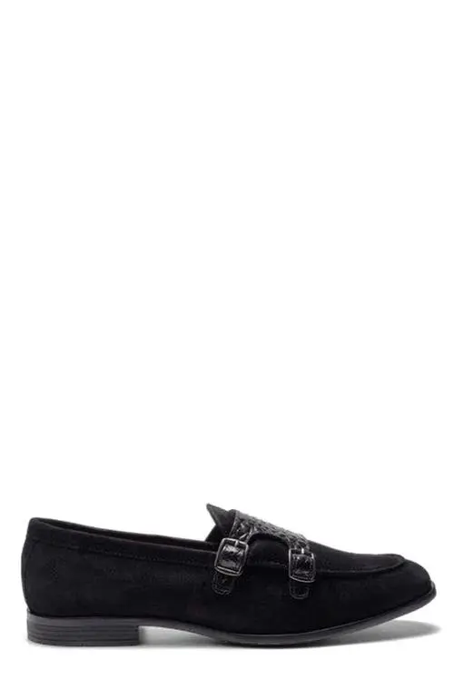 CARLOS BY CARLOS SANTANA Virtuoso Double Monk Loafer - Black Croco Print