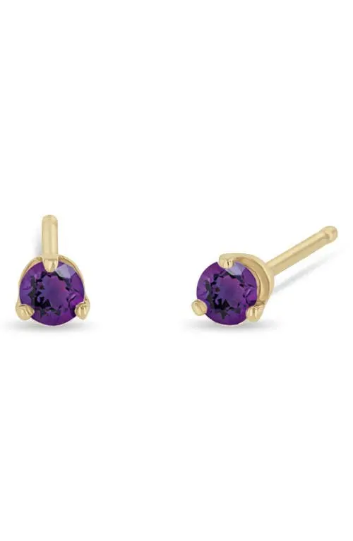 Zoe Chicco 14k Gold Stud Earrings - Yellow Gold/amethyst