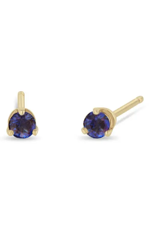 Zoe Chicco 14k Gold Stud Earrings - Yellow Gold/blue Saphire