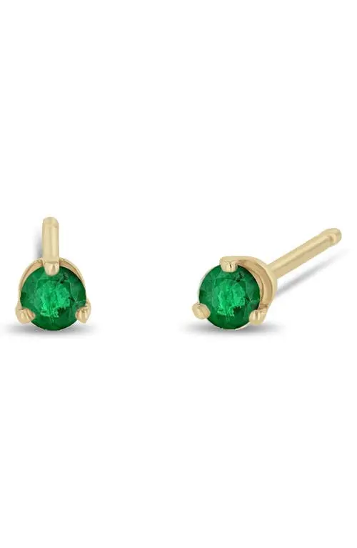 Zoe Chicco 14k Gold Stud Earrings - Yellow Gold/emerald