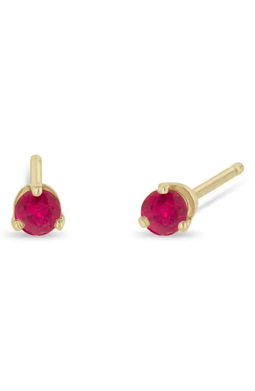 Zoe Chicco 14k Gold Stone Stud Earrings - Yellow Gold/ruby