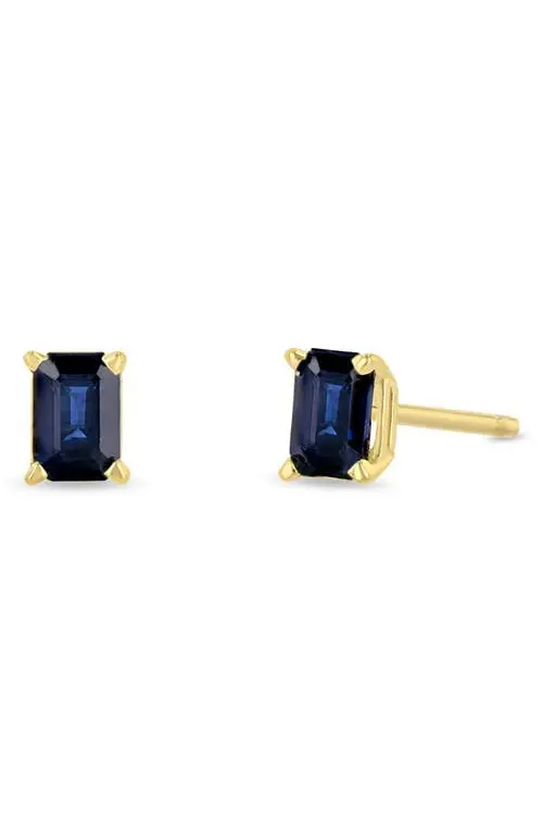 Zoe Chicco 14k Gold Emerald Cut Stud Earrings - Yellow Gold/blue Saphire