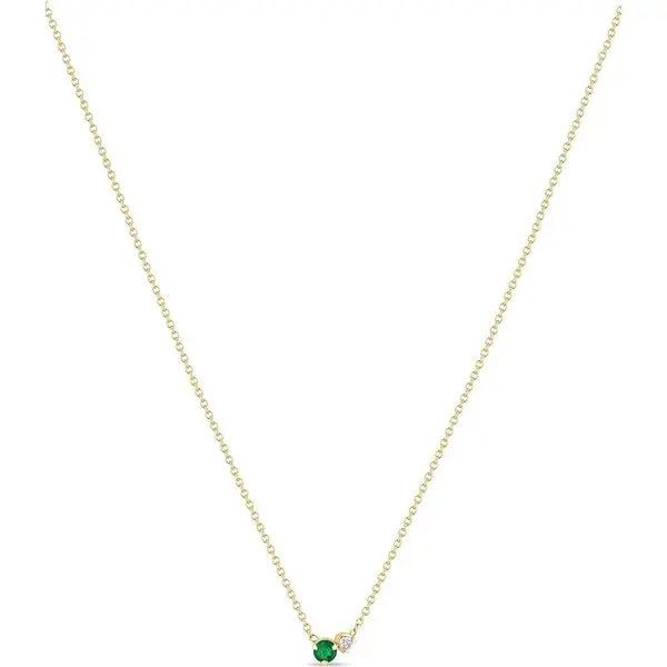 Zoe Chicco 14k Gold Mixed Stone Pendant Necklace - Yellow Gold/emerald