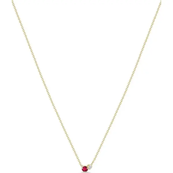 Zoe Chicco 14k Gold Mixed Stone Pendant Necklace - Yellow Gold/ruby