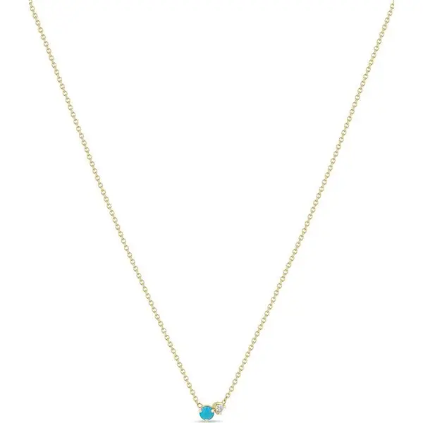 Zoe Chicco 14k Gold Mixed Stone Pendant Necklace - Yellow Gold/turquoise