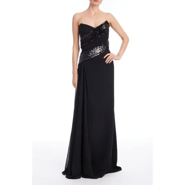 Badgley Mischka Sequin Strapless Gown