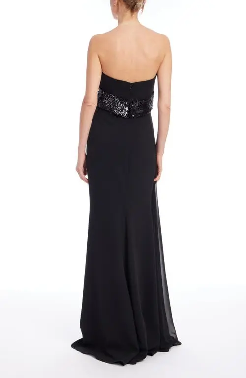 Badgley Mischka Sequin Strapless Gown