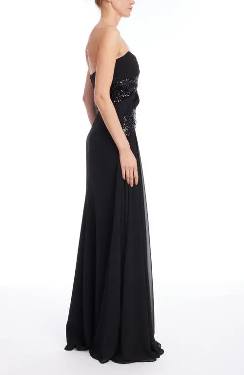 Badgley Mischka Sequin Strapless Gown