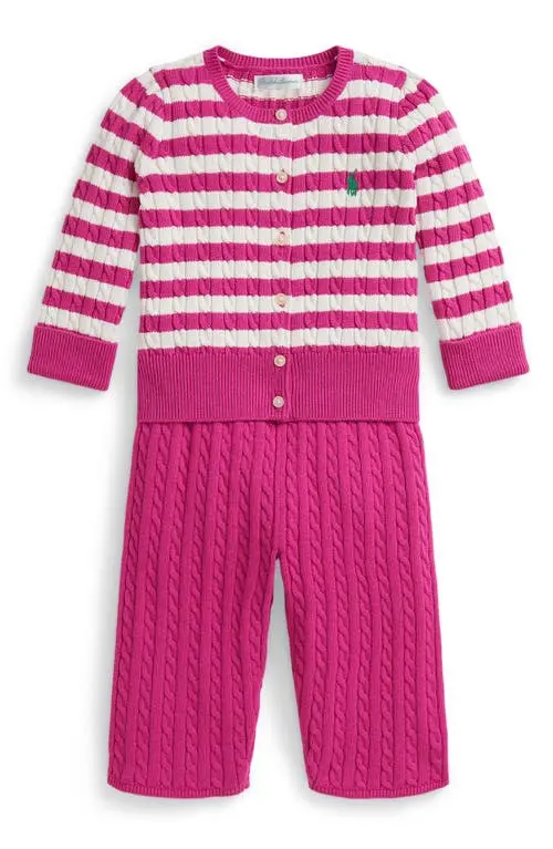 Ralph Lauren Cable Knit Cotton Sweater And Pants Set