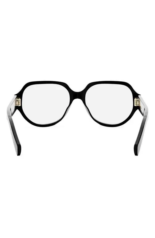 Celine Triomphe 56mm Geometric Eyeglasses - Shiny Black