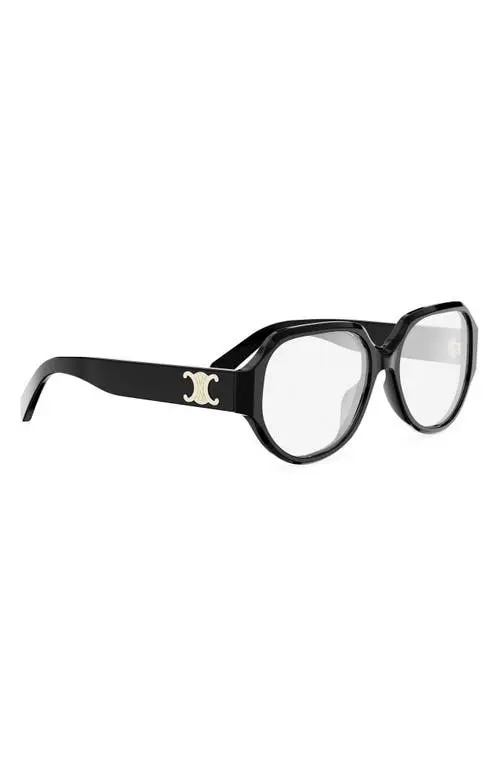 Celine Triomphe 56mm Geometric Eyeglasses - Shiny Black