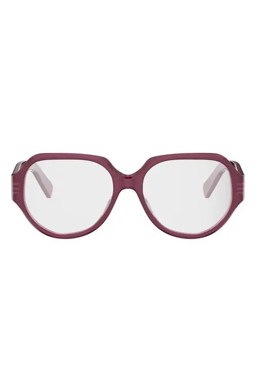 Celine Triomphe 56mm Geometric Eyeglasses - Shiny Bordeaux
