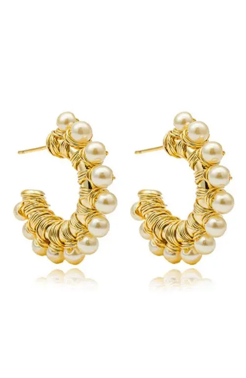 MACRAE & CO. X Sharina Wrapped Pearl Hoop Earrings - Gold