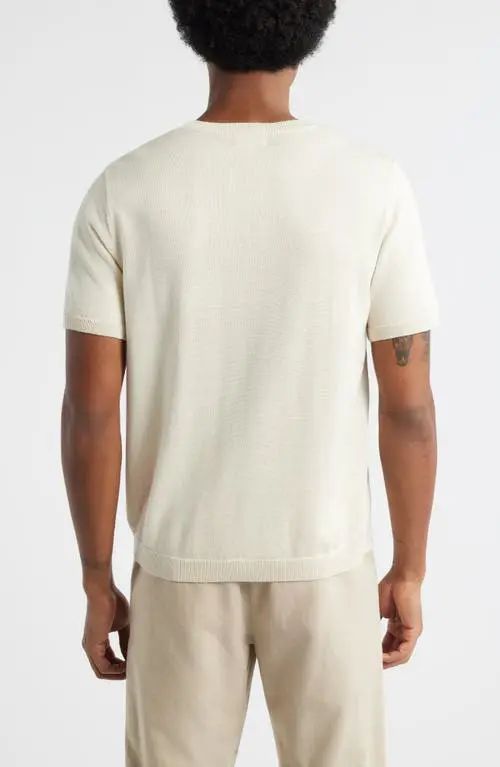 OPEN EDIT Short Sleeve Crewneck Sweater - Ivory Dove