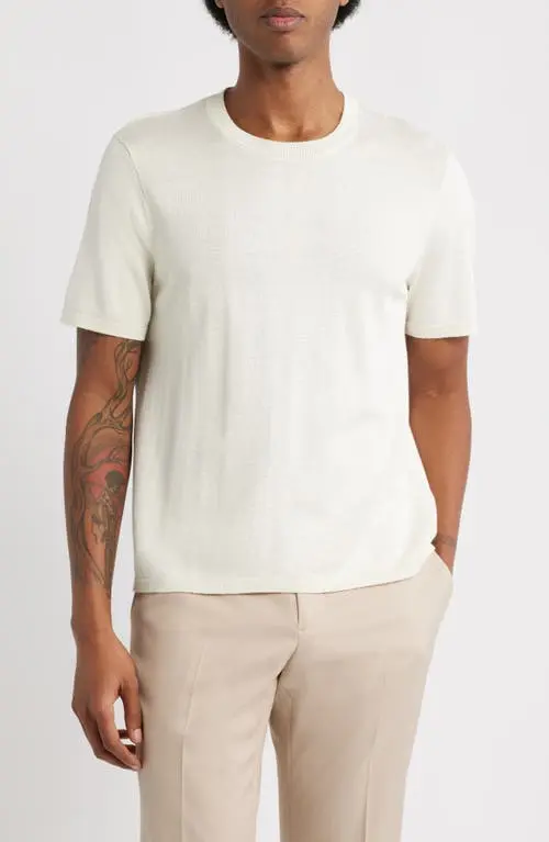OPEN EDIT Short Sleeve Crewneck Sweater - Ivory Egret