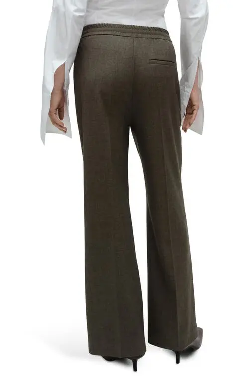 Mango High-waist Wide-leg Pants - Green