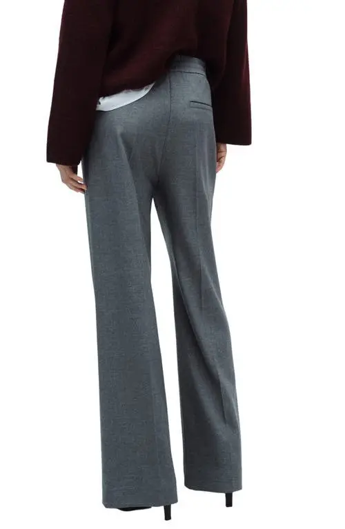 Mango High Waist Wide Leg Pants - Grey