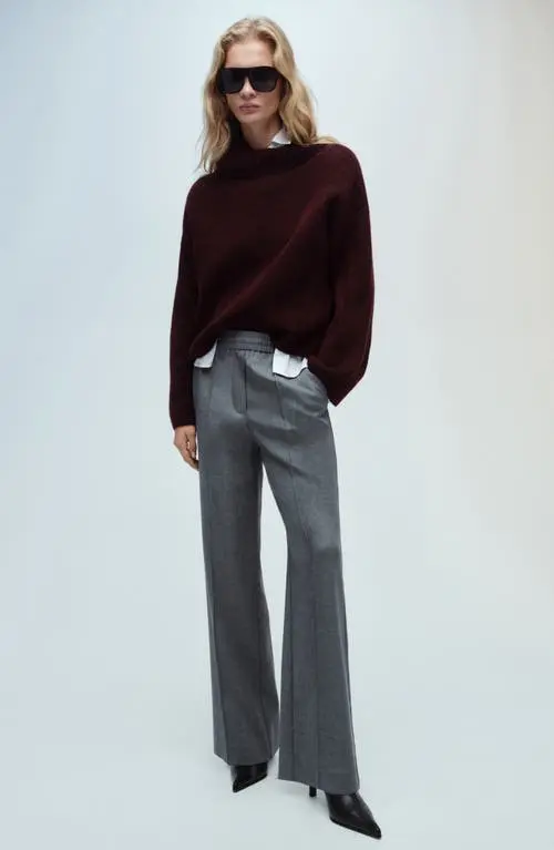 Mango High Waist Wide Leg Pants - Grey