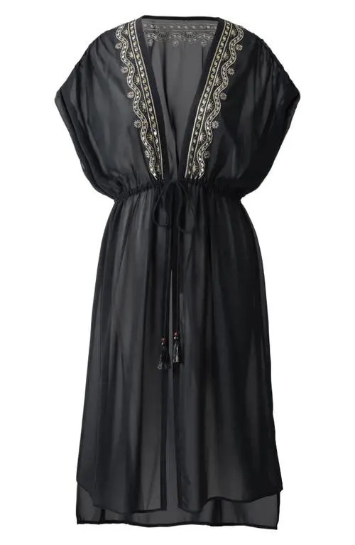 MIRACLESUIT® Beaded Embrodiered Georgette Cover-up - Black