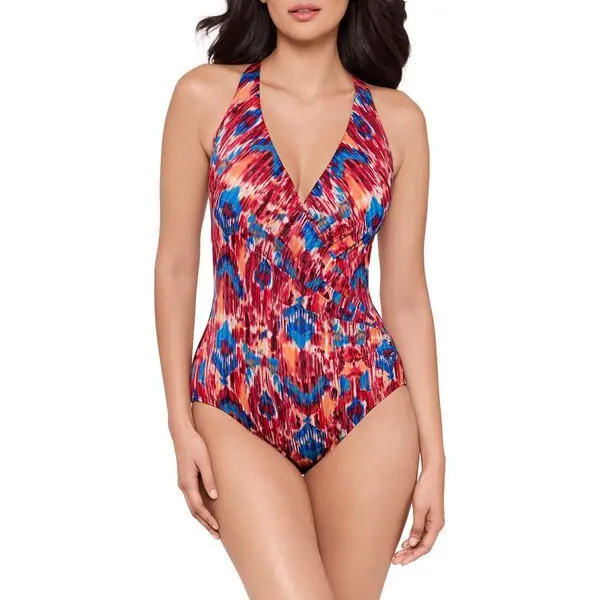 MIRACLESUIT® Ikat Dorado Wrapsody One-piece Swimsuit - Red Multi