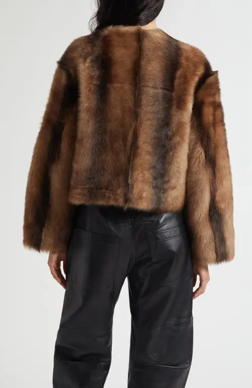 NILI LOTAN Elan Genuine Shearling Jacket - Camel/brown