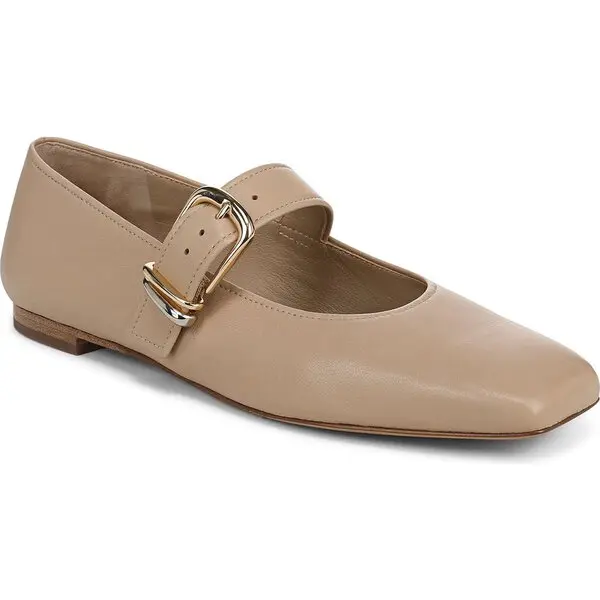Vince Daniela Leather Mary Jane Flat - Warm Almond