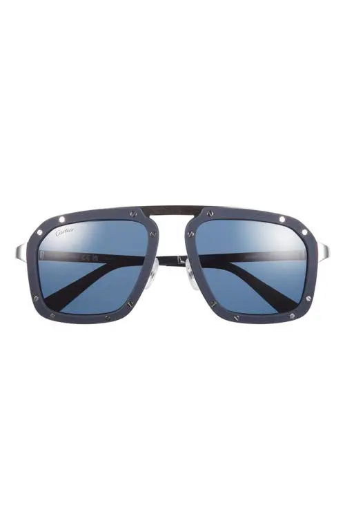 CARTIER 55mm Polarized Navigator Sunglasses - Blue