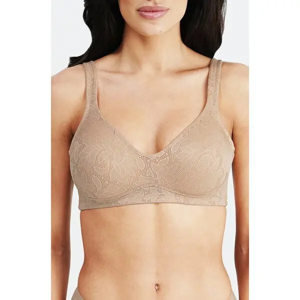 DOMINIQUE INTIMATES Jolie Jacquard Wire Free Minimizer Bra - Mocha