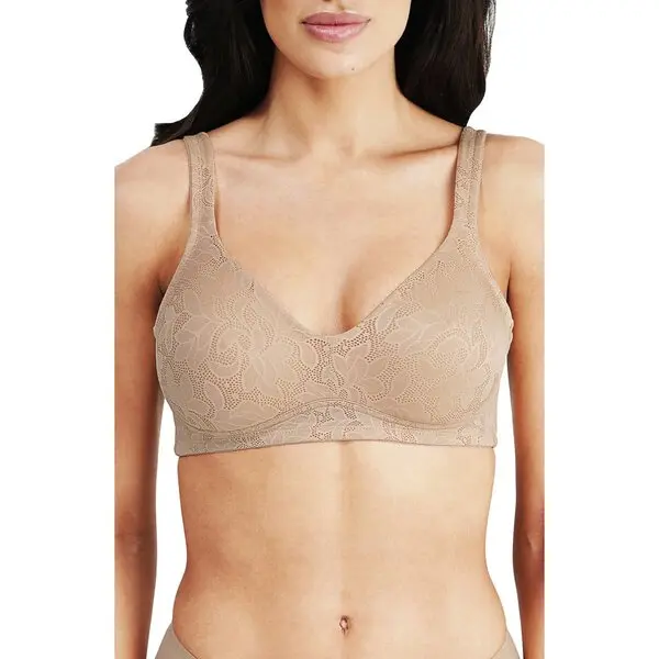 DOMINIQUE INTIMATES Jolie Jacquard Wire Free Minimizer Bra - Mocha
