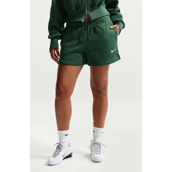 Nike Sportswear Phoenix Fleece Mid-rise 4-inch Shorts - Fir/sail