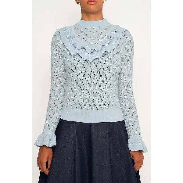 THE LULO PROJECT Pointelle Stitching Sweater