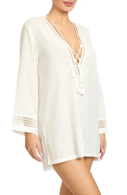 Robin Piccone Marina Lace-up Cover-up Tunic - White