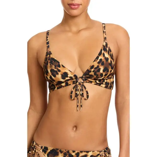 Robin Piccone Olivia Triangle Bikini Top - Brown Multi