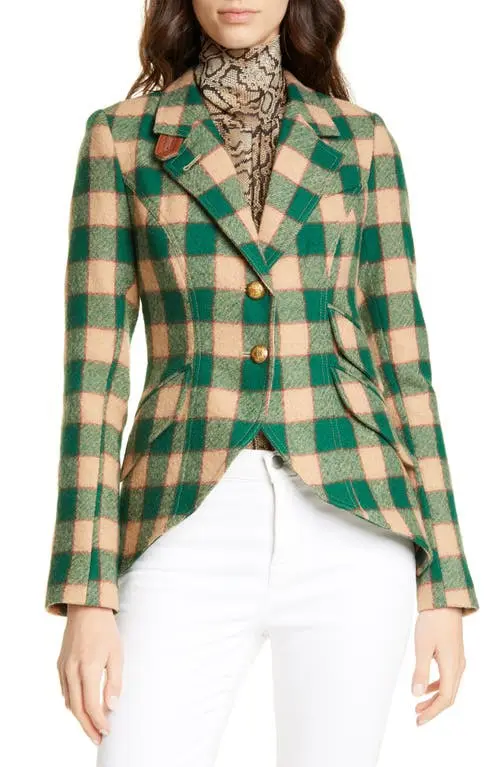 Smythe Plaid Wool Hunting Jacket - Kelly Green Buffalo Check