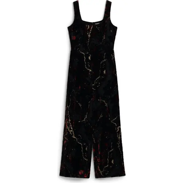 Desigual Marbleized Metallic Overalls - Black
