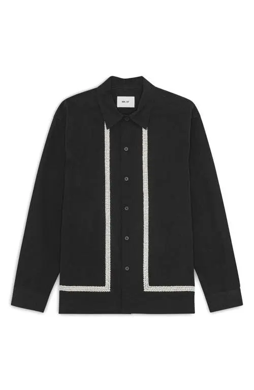 Nn07 Reed Embroidered Organic Cotton Shirt Jacket - Black