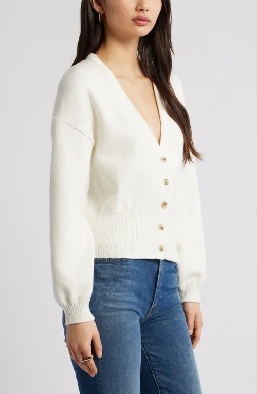 OPEN EDIT Ribbed Waist Cardigan - Ivory