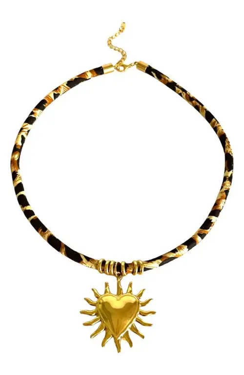 MACRAE & CO. Leopard Print Heart Pendant Necklace - Gold