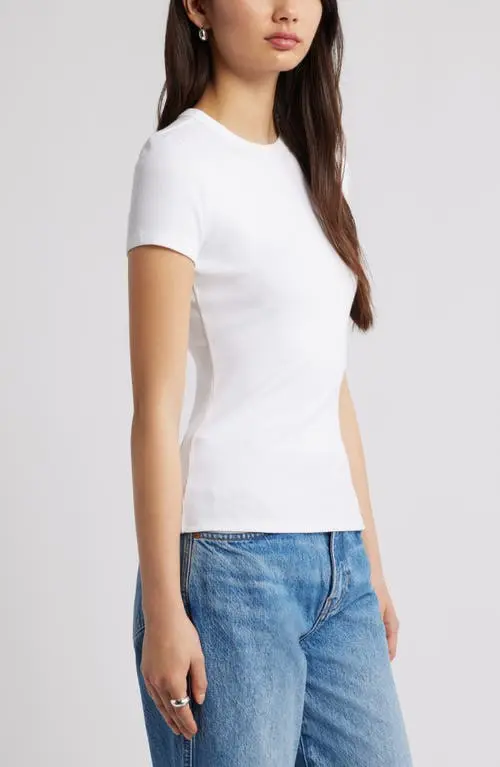OPEN EDIT Rib Short Sleeve Shirt - White