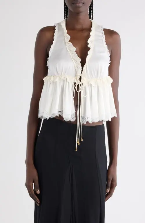 Chloé Lace Trim Tie-front Silk Top