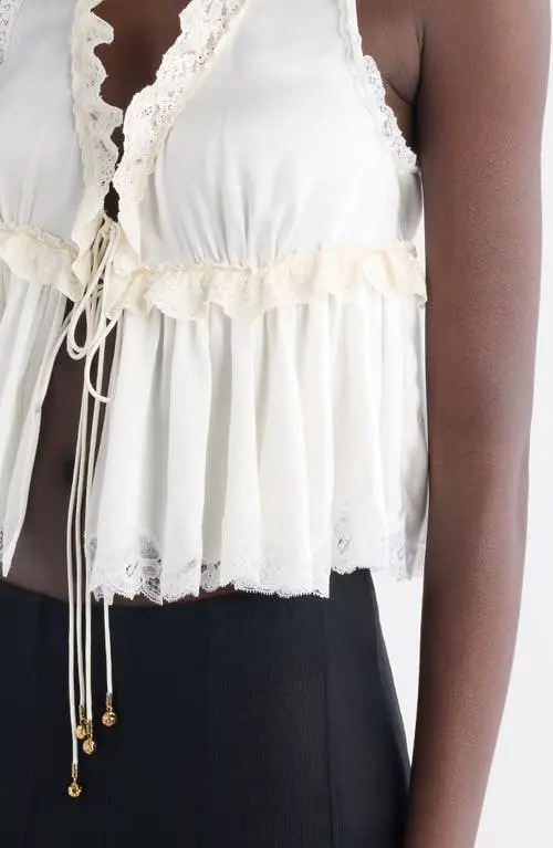Chloé Lace Trim Tie-front Silk Top
