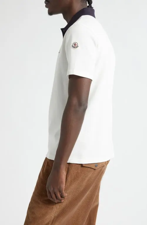Moncler Logo Patch Cotton Piqué Polo - Silk White