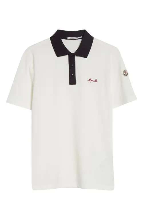 Moncler Logo Patch Cotton Piqué Polo - Silk White
