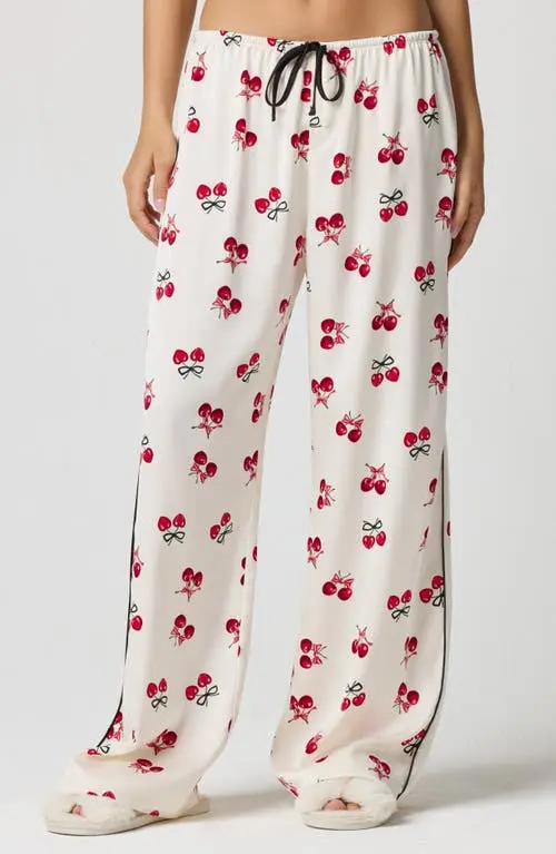 FLORENCE BY MILLS Bow Satin Pajama Pants - Jet Stream Cherry