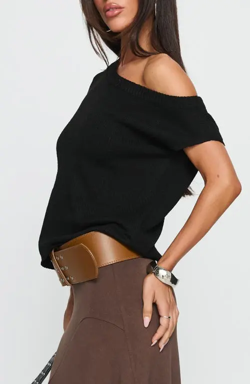 Princess Polly Ashfield One-shoulder Knit Sweater
